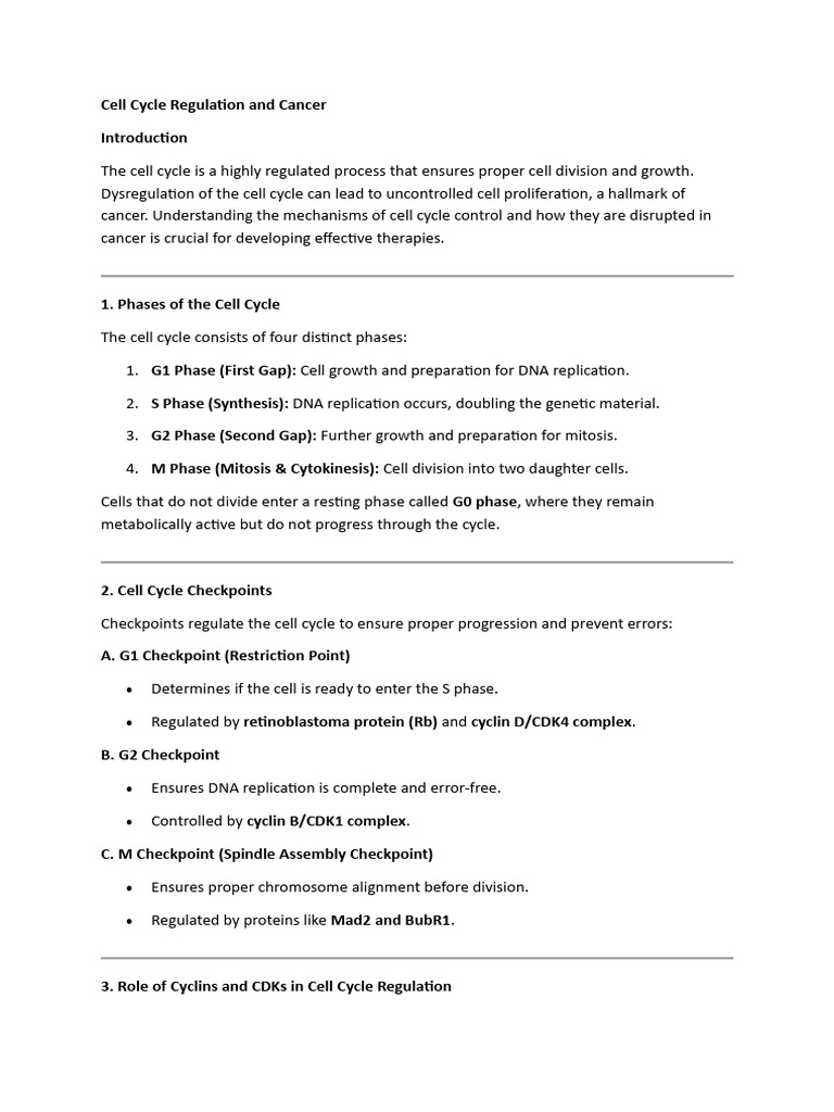 Cell Cycle Regulation and Cancer | PDF | Cell Cycle | Cancer