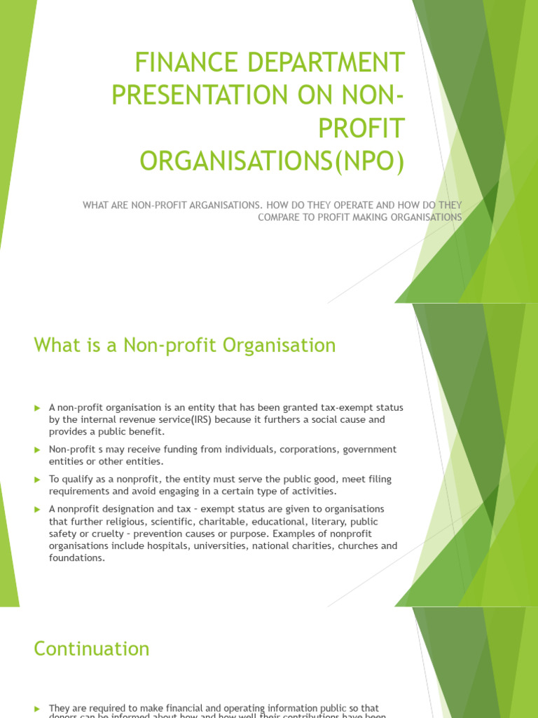 NPO Finance Overview and Operations | PDF | Nonprofit Organization ...