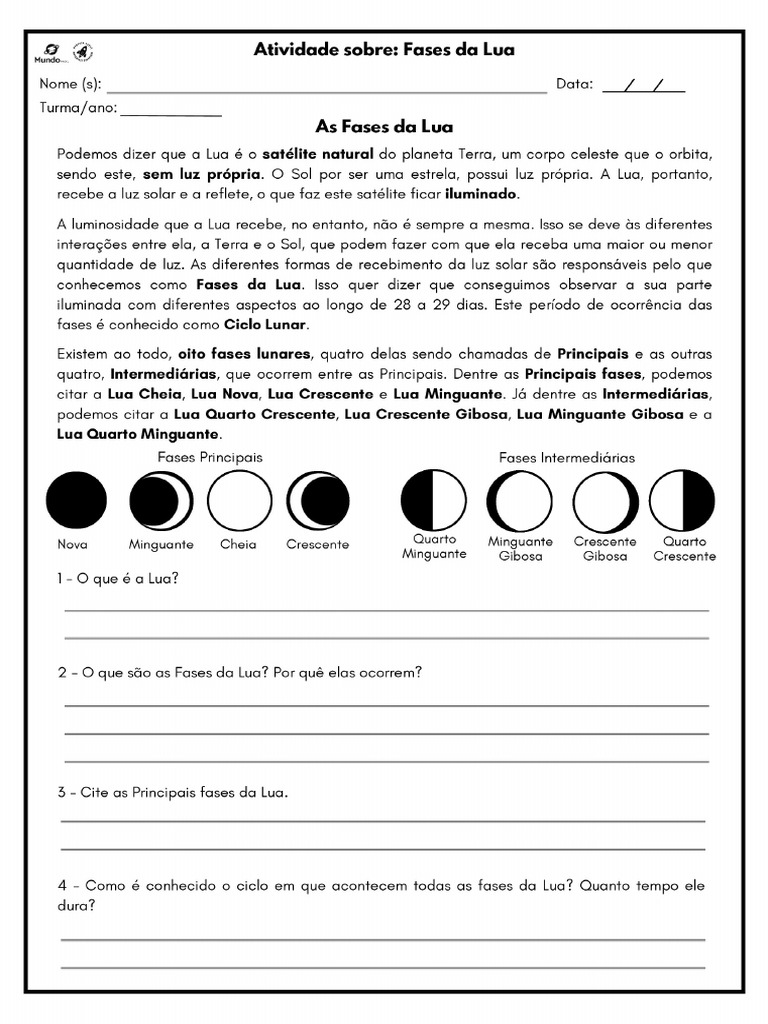 Impressão - 6ano-Ciencias-Fases Da Lua | PDF