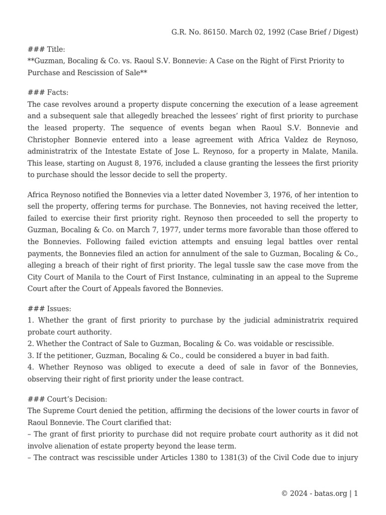 CD G.R. No. 86150. March 02, 1992 | PDF | Lease | Business Law