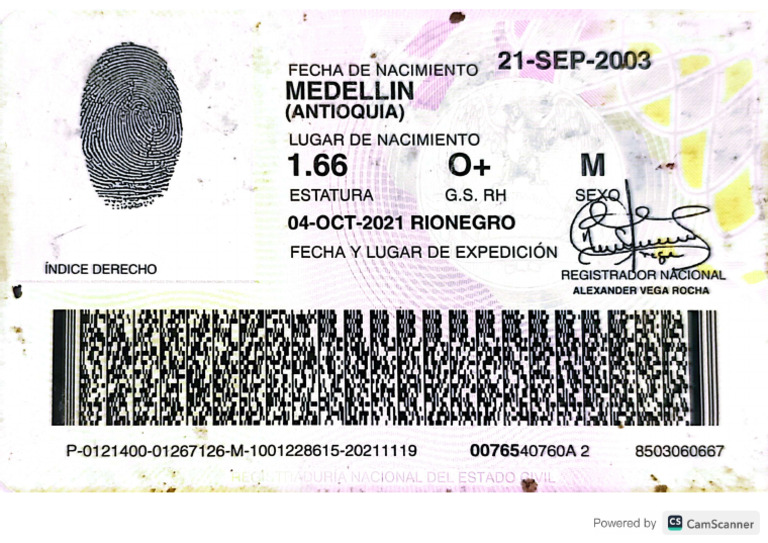 cédula David Ramírez reverso | PDF