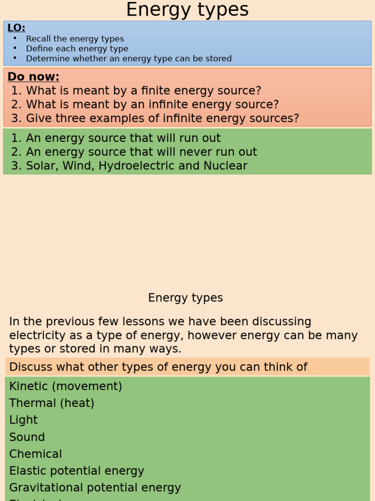 Types of Energy: Definitions and Storage | PDF | Potential Energy ...