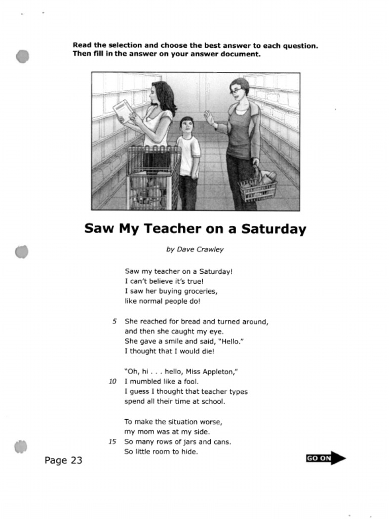 Saw My Teacher On Saturday | PDF