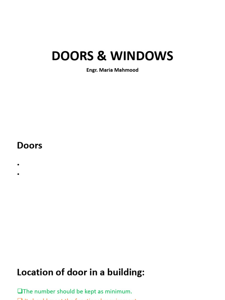 Types and Functions of Doors and Windows | PDF