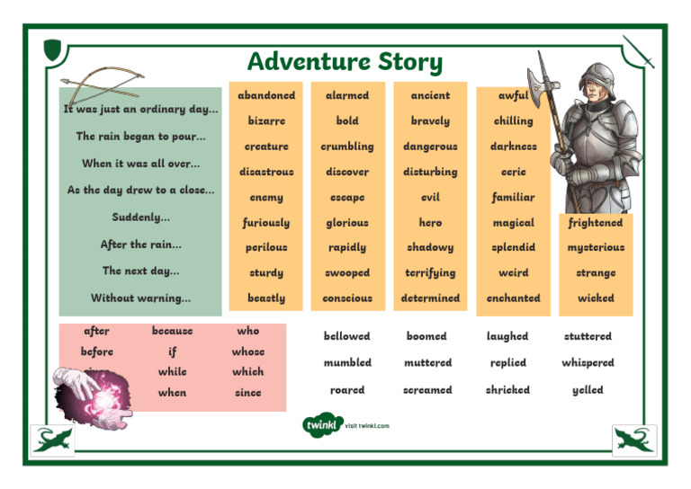 Adventure Story Vocabulary List | PDF