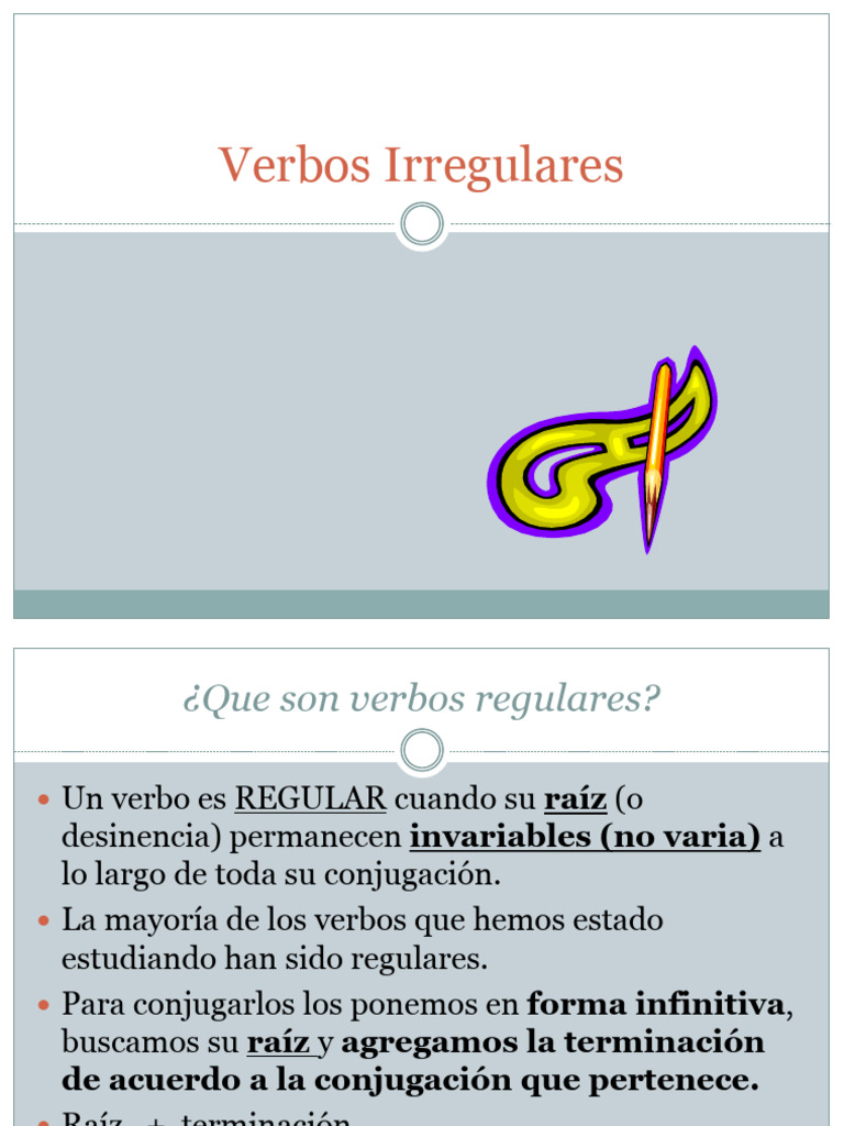 Verbos Irregulares I | PDF | Verbo | Conjugación gramatical
