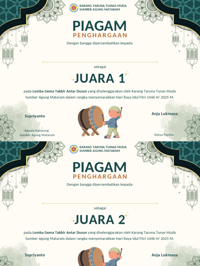 Piagam Lomba Takbir | PDF