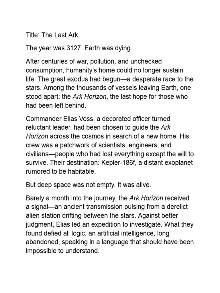 The Last Ark: Journey to Kepler-186f | PDF
