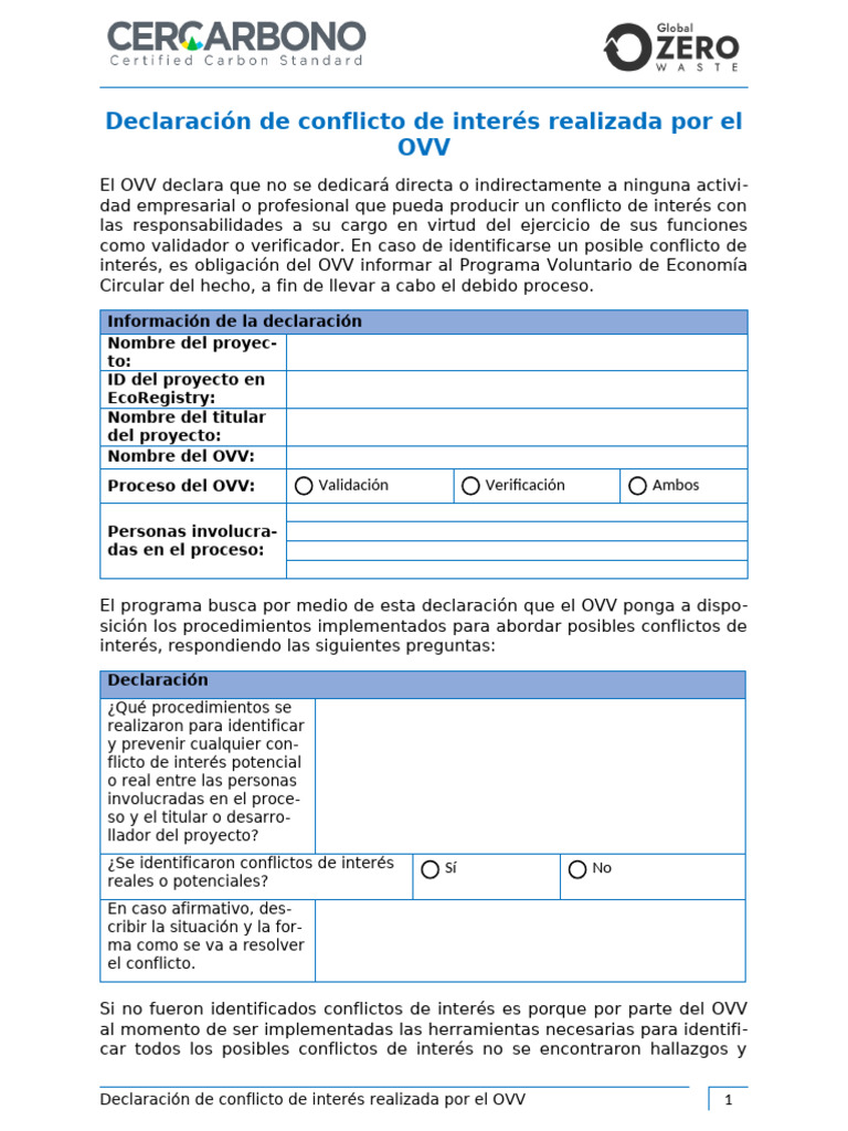 2025.03.04 Declaracion Conflicto de Interes OVV V 2.0 | PDF