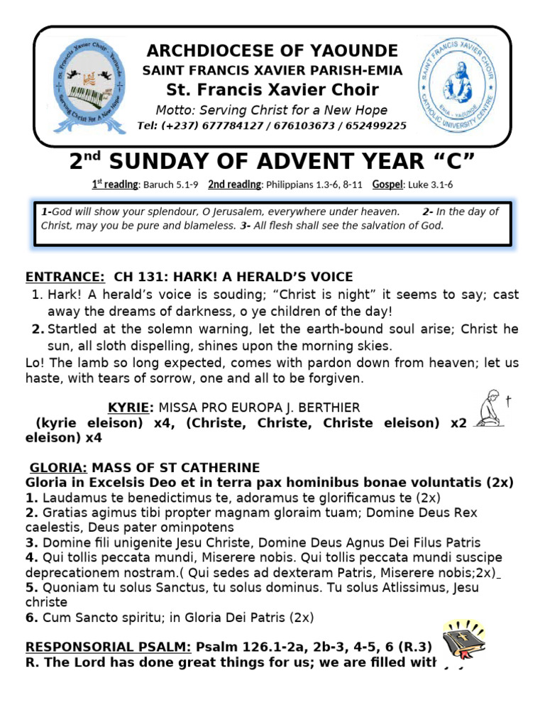 2nd Sunday of Advent Year C Liturgy Guide | PDF | Catholic Liturgy ...
