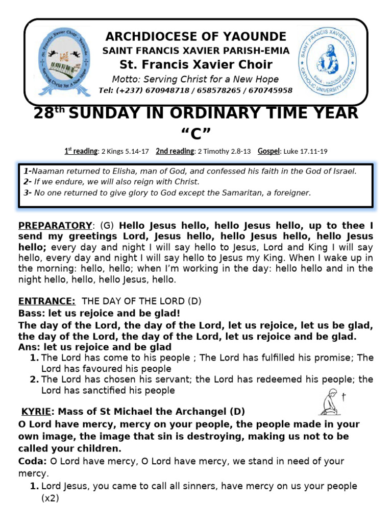 28th Sunday of Ord Time Yr C 2022 | PDF | God The Father | Mass (Liturgy)