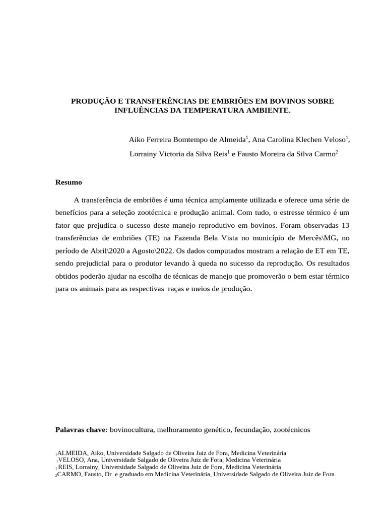 Produã - Ã - o e Transferã - Ncias de Embriã - Es Pronto | PDF | Gado ...