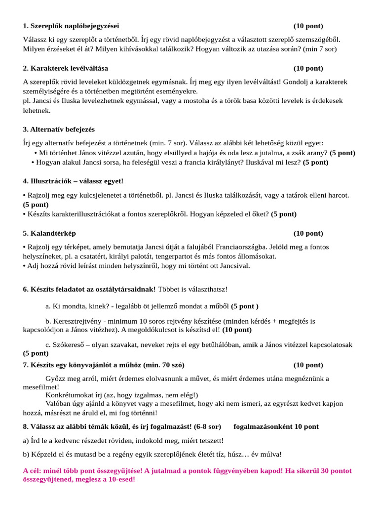 Janos Vitez Projektfeladat | PDF