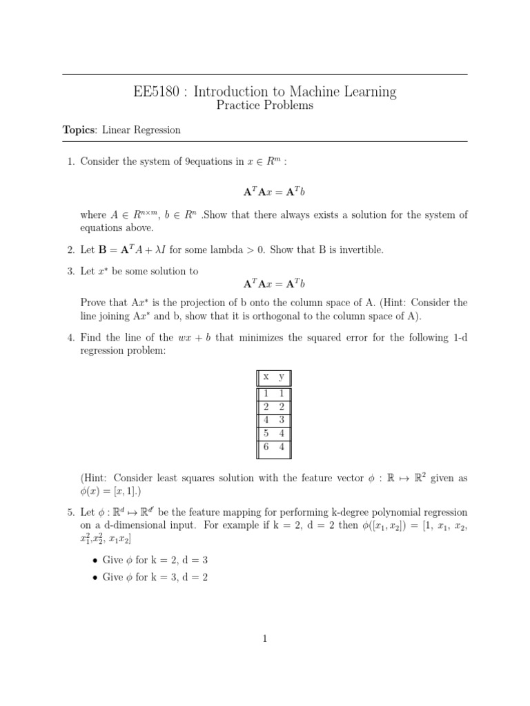 Machine Learning Practice Problems: Regression | PDF
