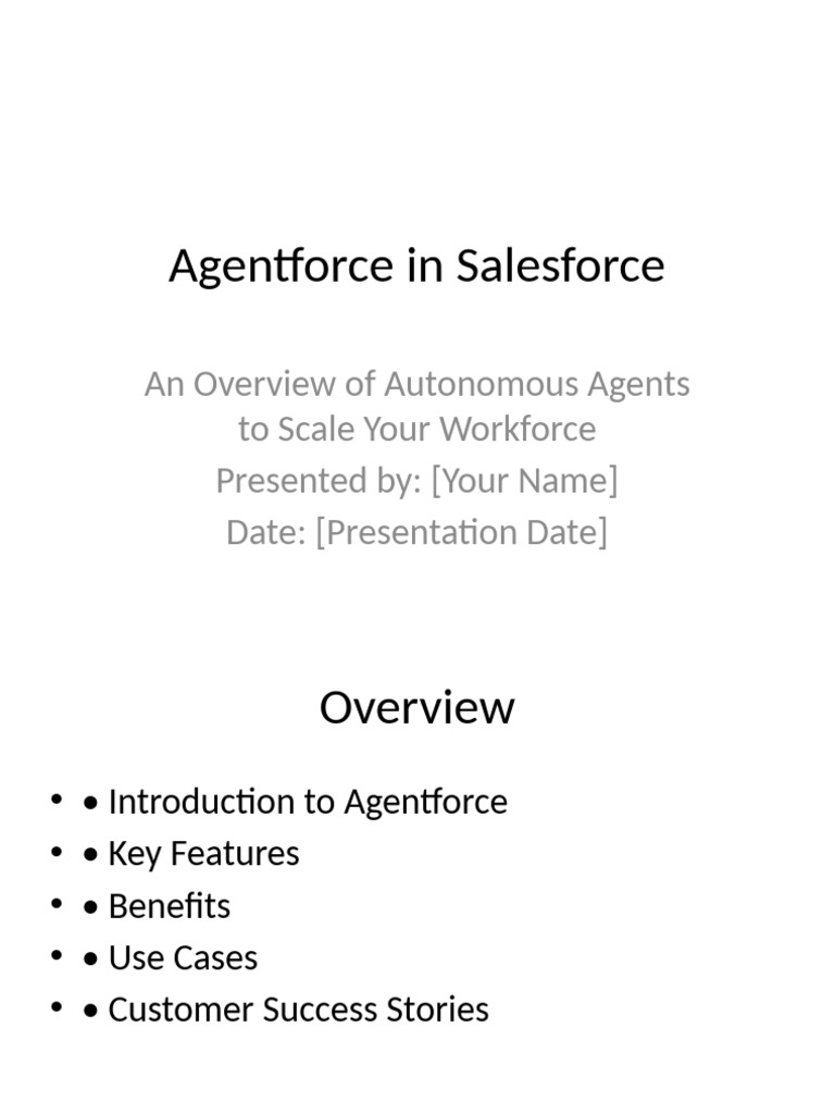 Agentforce Salesforce Presentation | PDF