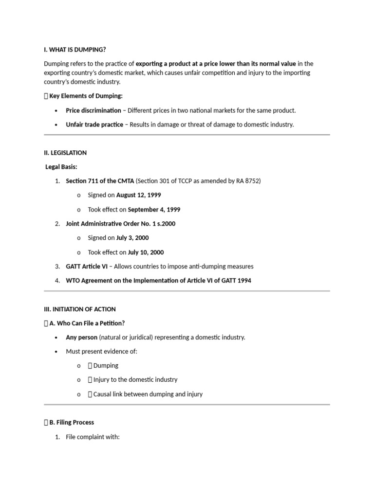 Reviewer on Tarm | PDF | Dumping (Pricing Policy) | International Trade