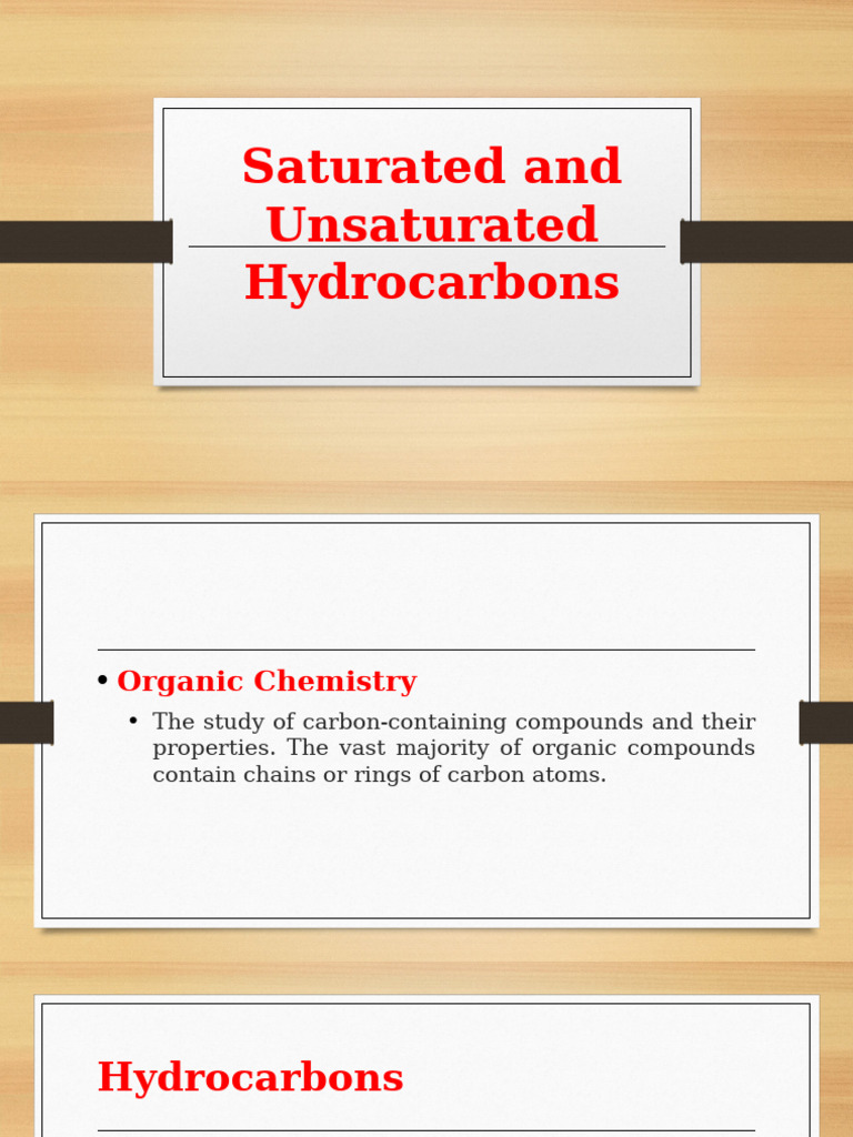 Saturated and Unsaturated Hydrocarbons | PDF | Alkane | Hydrocarbons