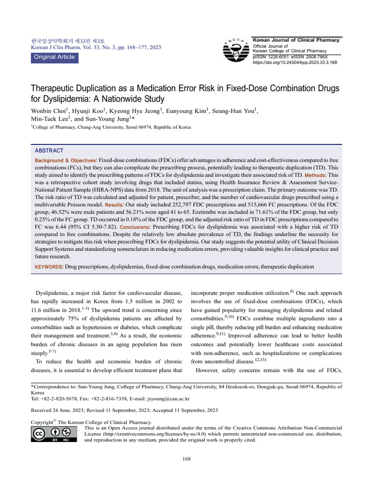 Therapeutic Duplication As A Medication Error Risk in Fixed-Dose ...