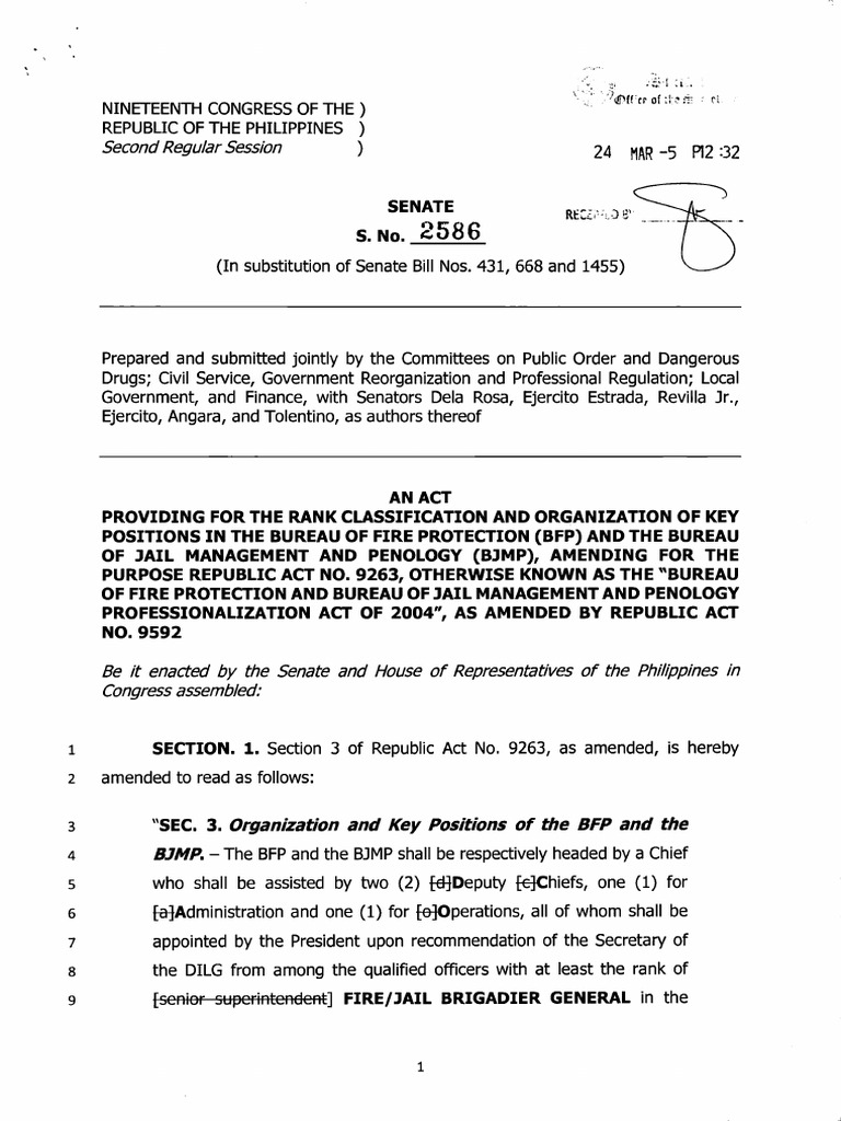 Second Regular Session: Organization and Key Positions of The BFP and ...