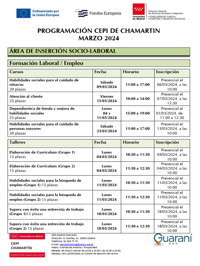 Programacion CEPI Chamartin | PDF