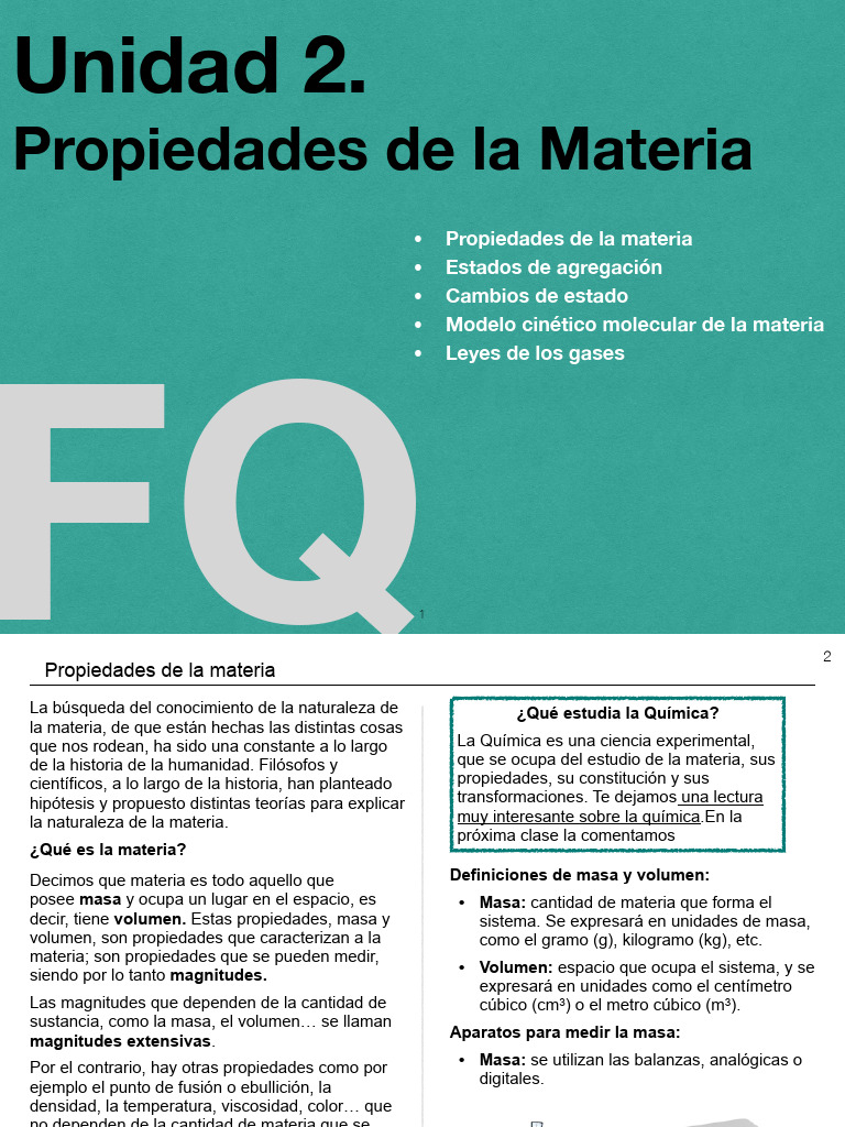 PRESENTACION_UD2_FQ2ESO | PDF | Gases | Líquidos