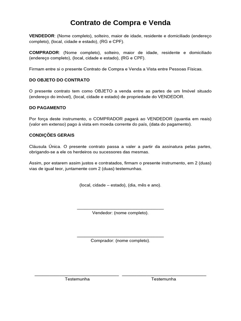 Contrato de Compra e Venda de Imóvel | PDF