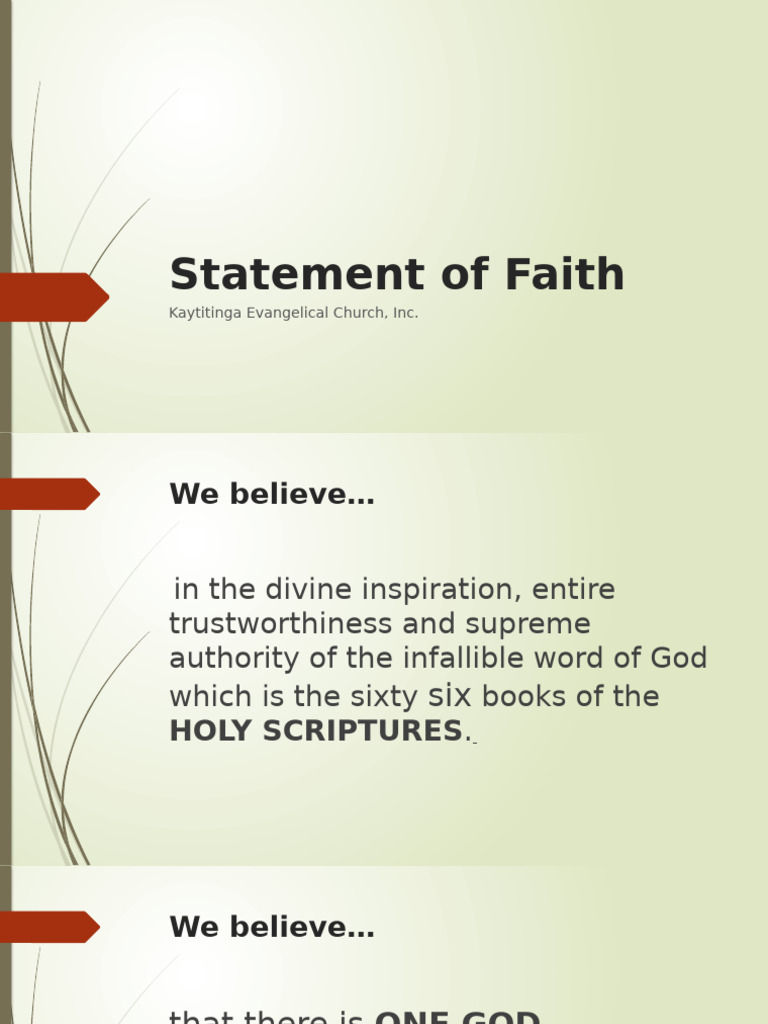 Statement of Faith 9 | PDF | God In Christianity | Conceptions Of God