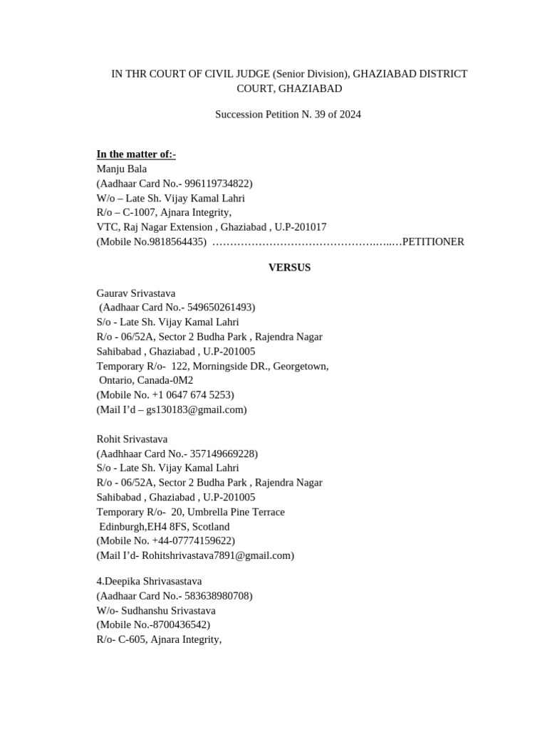 Gaurav Srivastav and Others No Objection Application | PDF