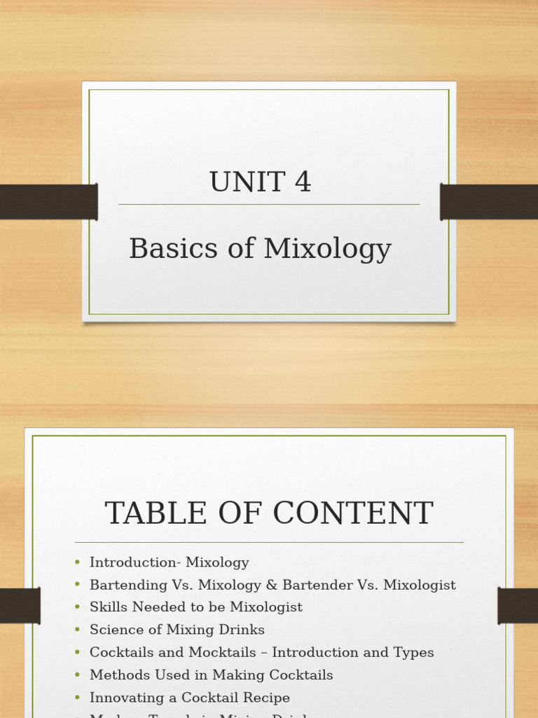 Mixology Basics and Techniques | PDF | Bartender | Cocktails