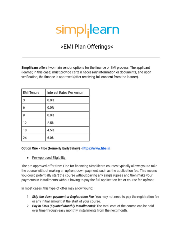 EMI Plans Offering Updated - S2 | PDF