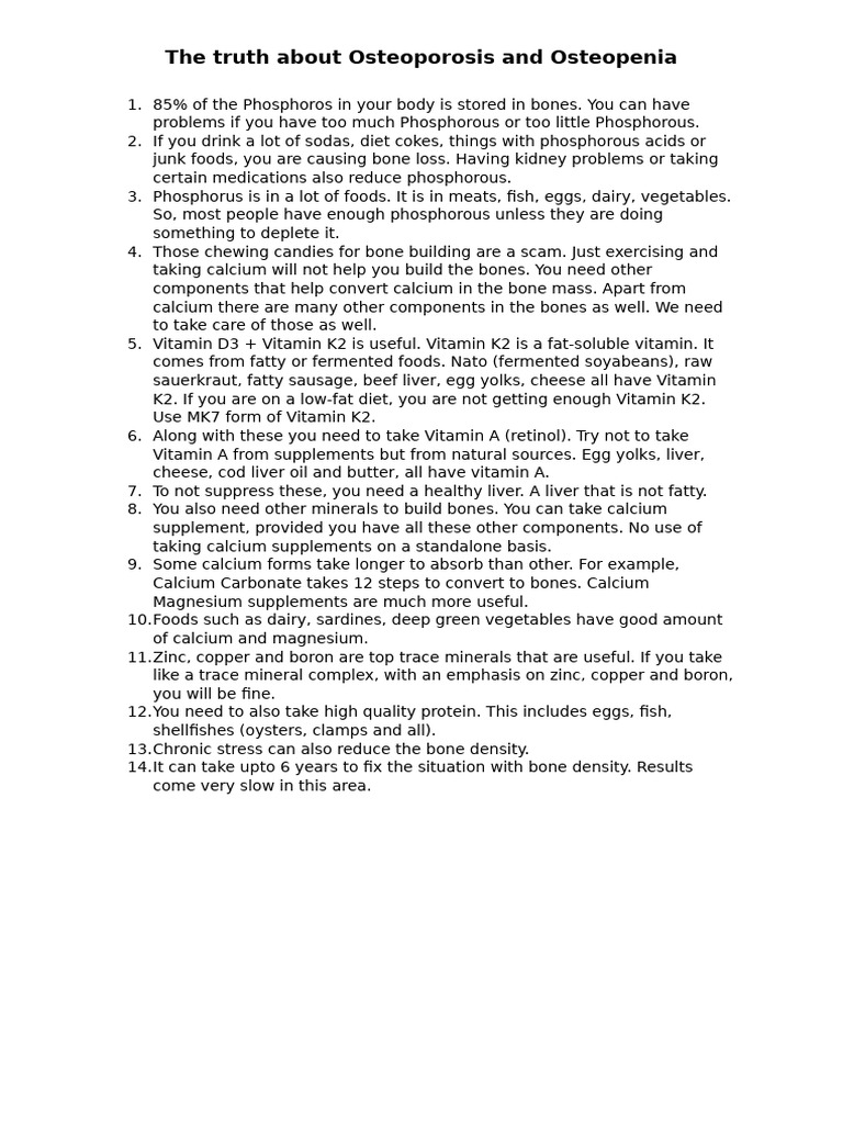 The Truth About Osteoporosis and Osteopenia | PDF