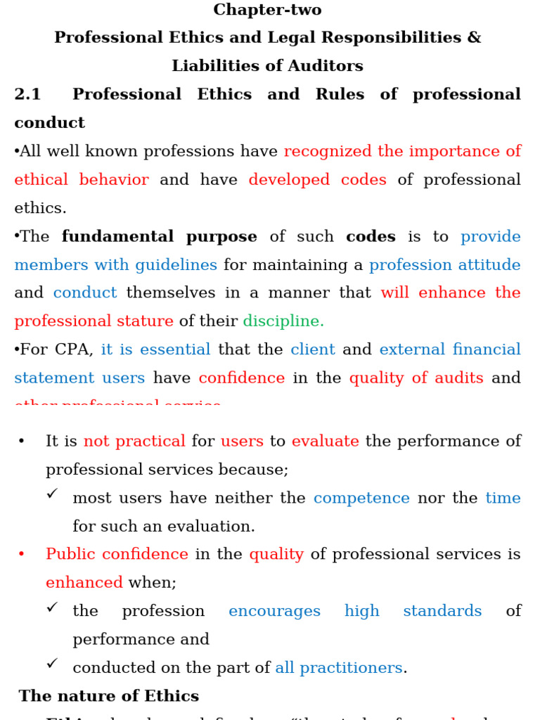 ch-2 Professional Ethics A | PDF | Audit | Negligence