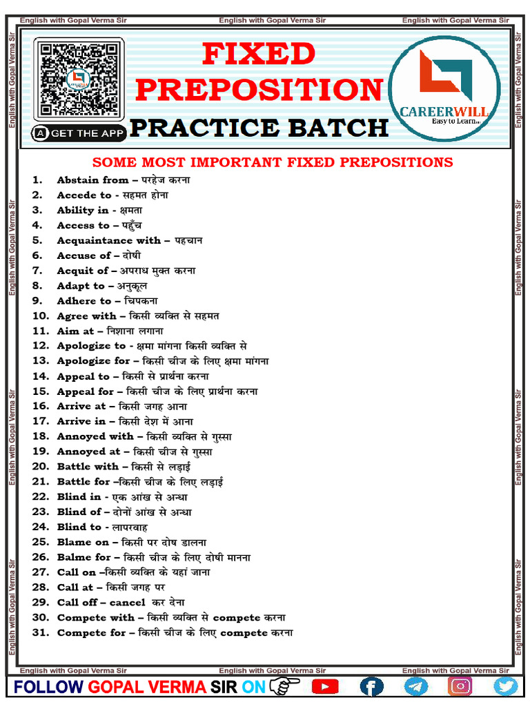 Fixed Preposition PDF | PDF