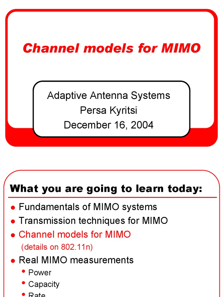 Channel Models for MIMO Systems | PDF | Mimo | Channel (Communications)