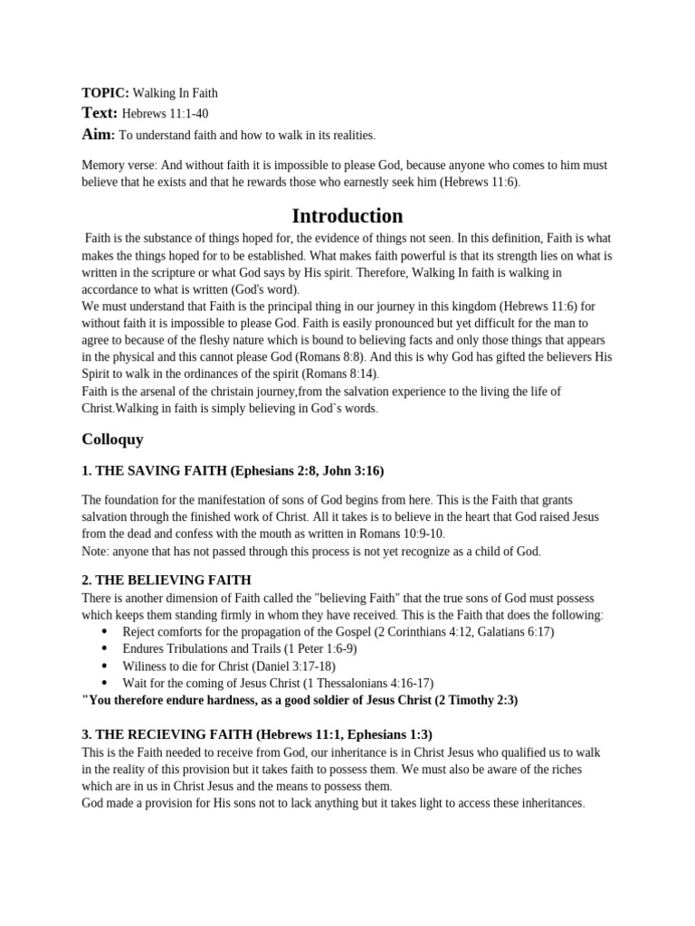 .WALKING IN FAITH REVIEWED_1737967963000 | PDF | Faith | Jesus
