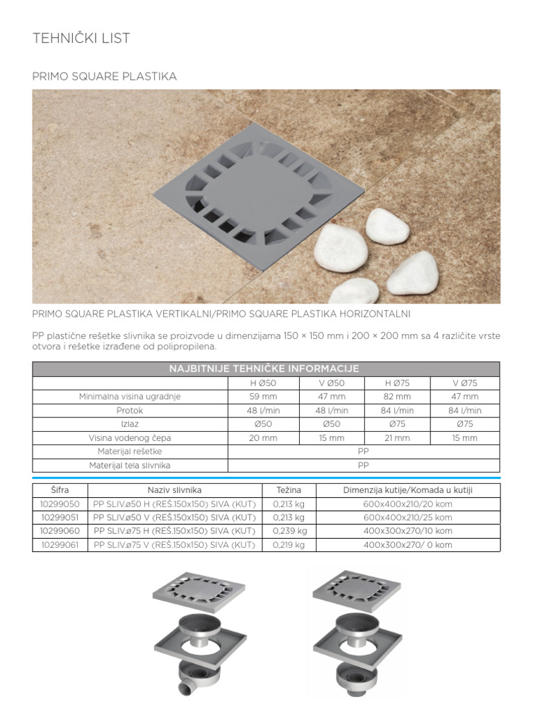 Primo-Square-plastika-Tehnicki-list | PDF