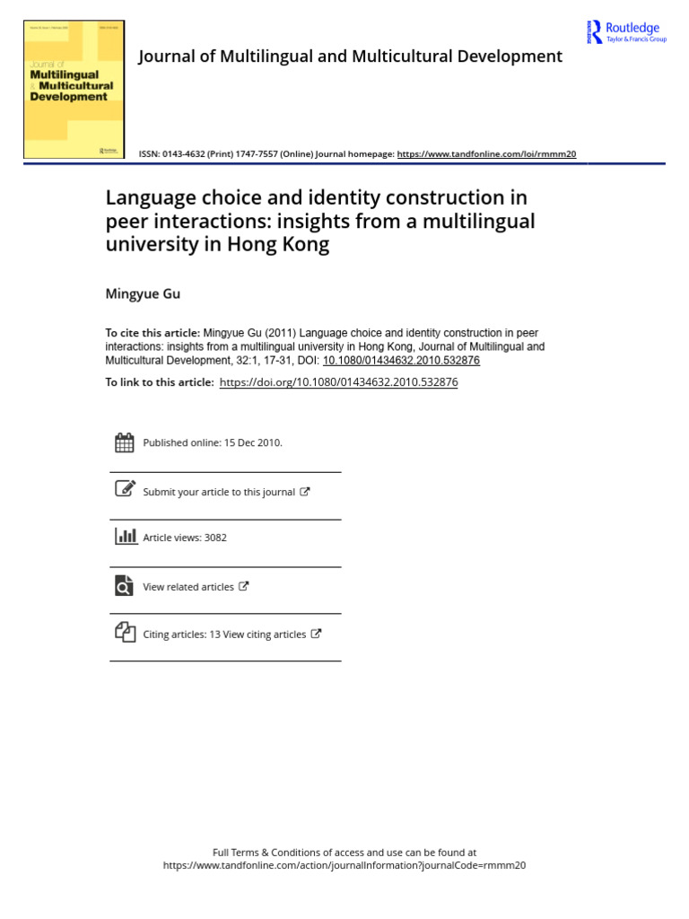Language Choice and Identity Construction in Peer Interactions Insights ...