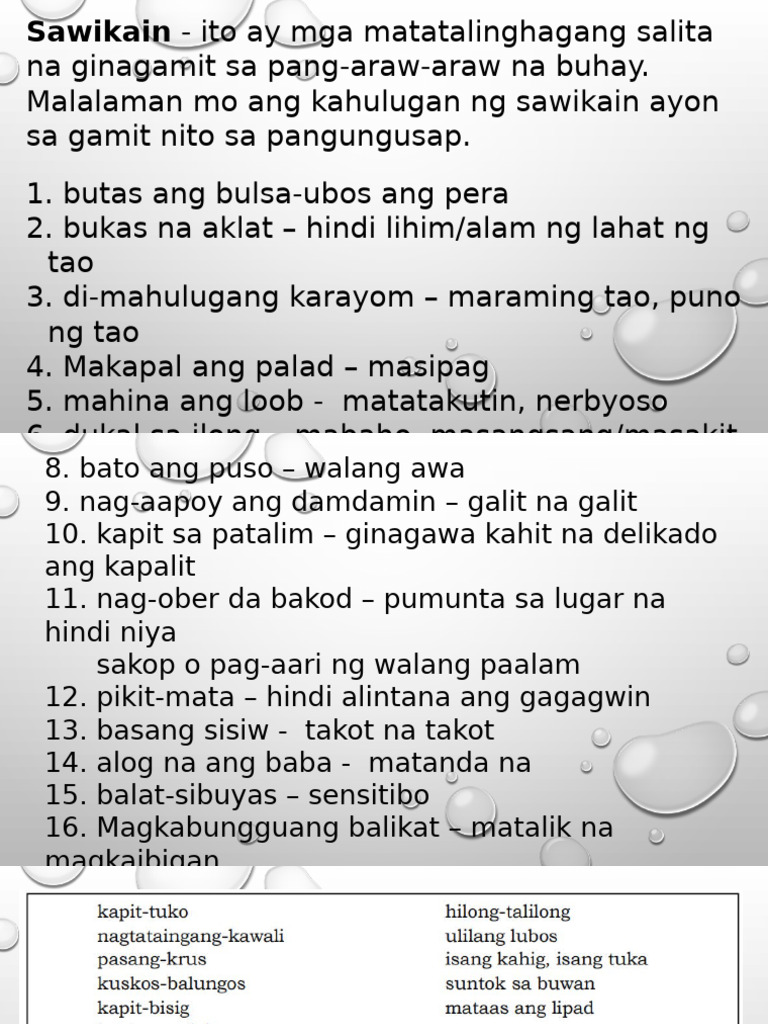 Filipino 6 Sawikain Week 4 | PDF