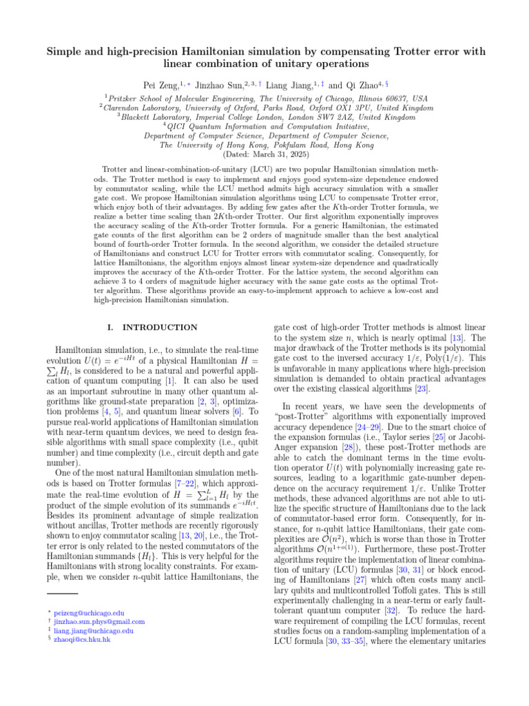 Simple and high-precision Hamiltonian simulation by compensating Trotter error with_2212.04566v2 ...