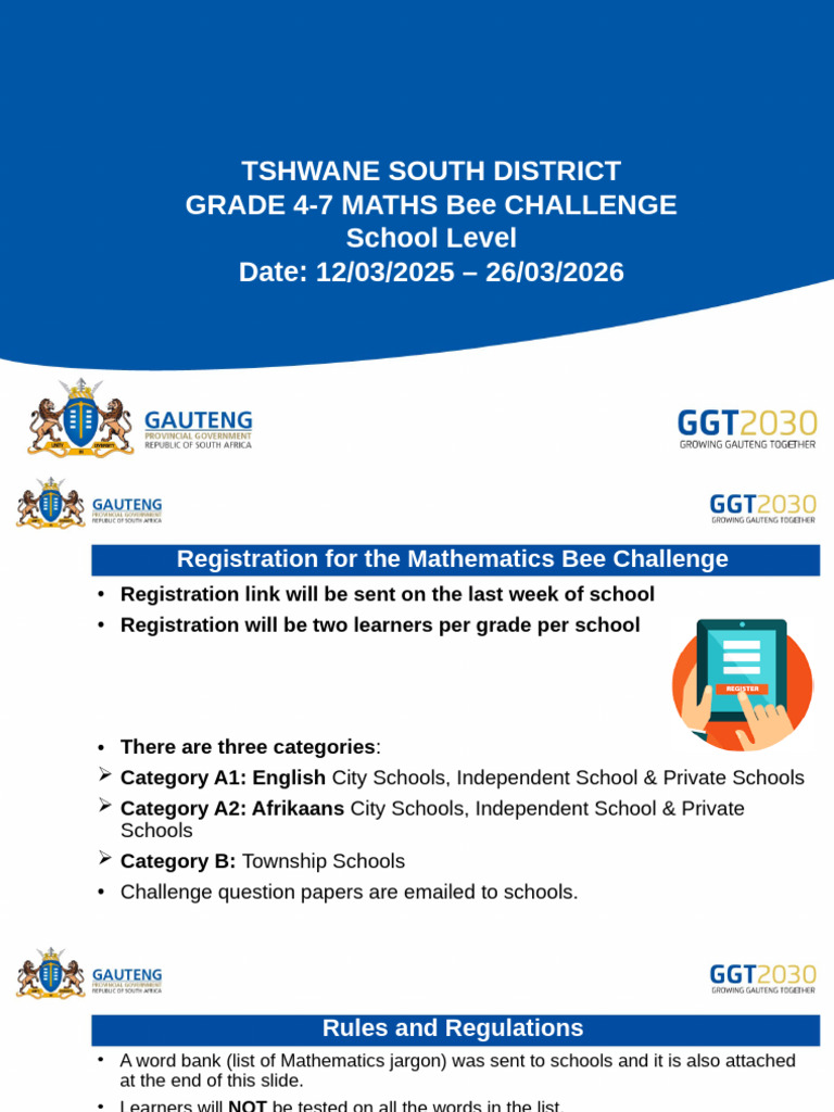 Tshwane Maths Bee Challenge 2025-2026 | PDF | Shape | Division ...