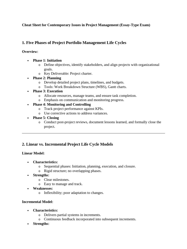 Project Management Cheat Sheet Overview | PDF | Project Management | Agile Software Development