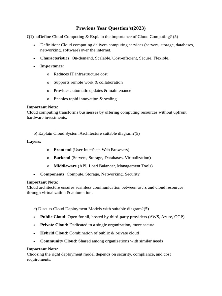 CC Previous Year QP Solution | PDF | Cloud Computing | Software As A Service