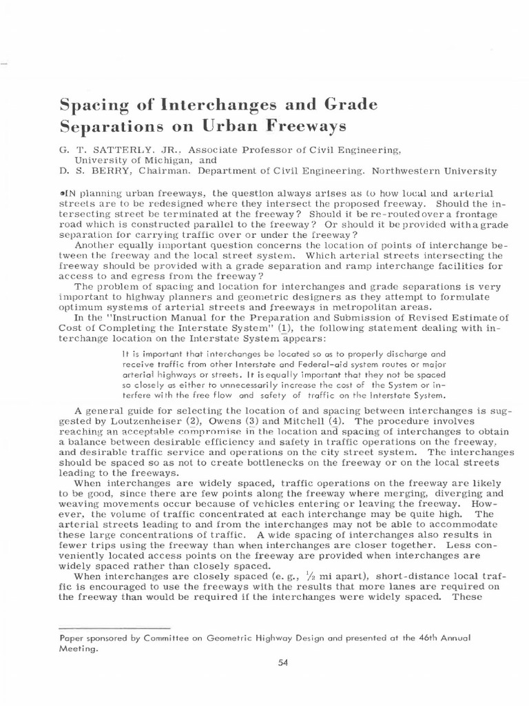 Spacing of Interchanges and Grade Separations On Urban Freeways | PDF | Controlled Access ...