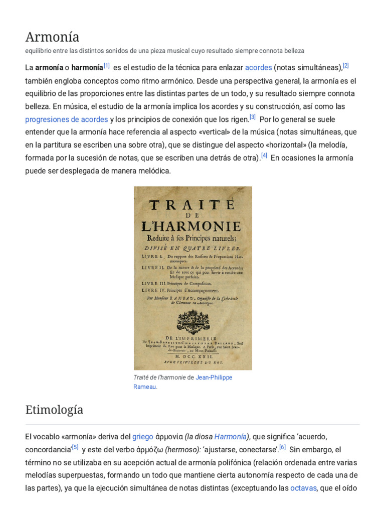 Armonía - Wikipedia, La Enciclopedia Libre | PDF | Armonía | Acorde ...