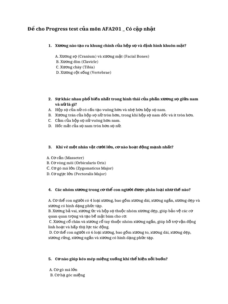 Đề Progress test của môn AFA201 - SP25 | PDF