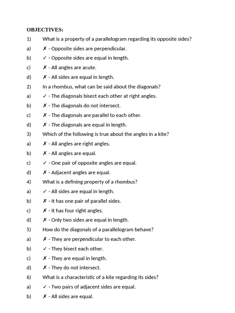 JSS 2 Math Obj 2ND Term With Answers | PDF | Geometry | Classical Geometry