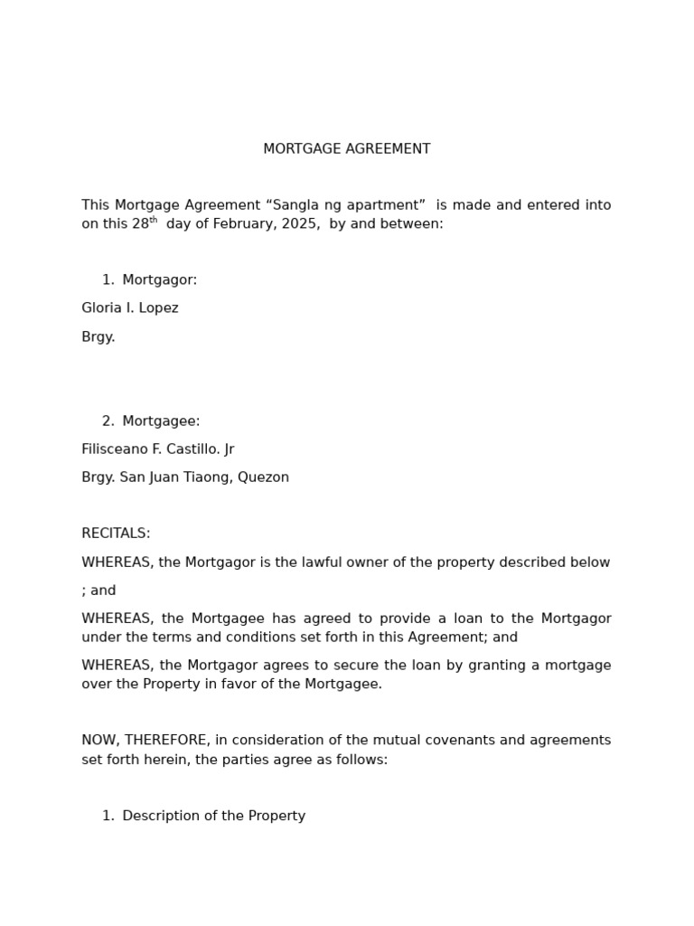 Mortgage Contract Sample | PDF