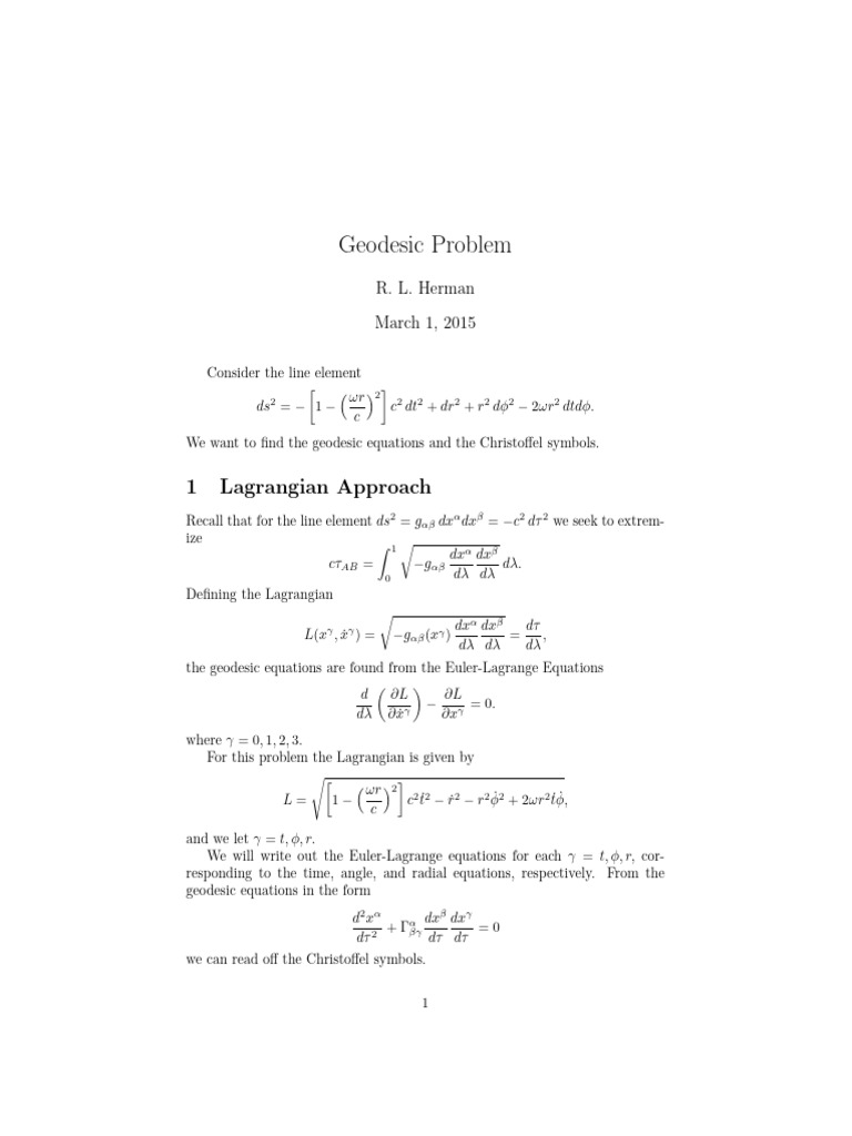 Geodesicproblem | PDF | Lagrangian Mechanics | Geometry