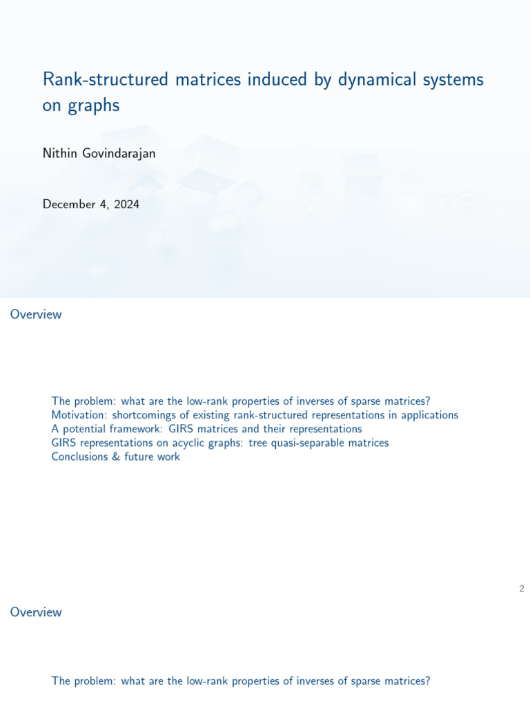 Talk: dynamical systems on graphs | PDF | Matrix (Mathematics) | Matrix Theory