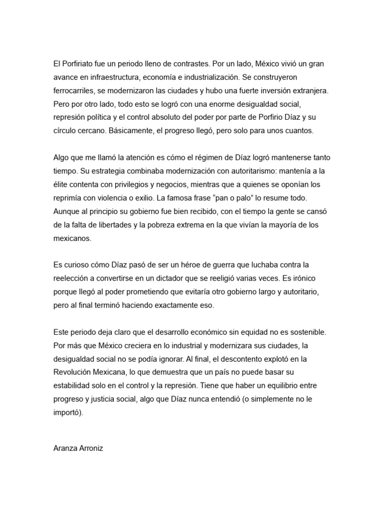 El Porfiriato: Progreso y Desigualdad en México | PDF